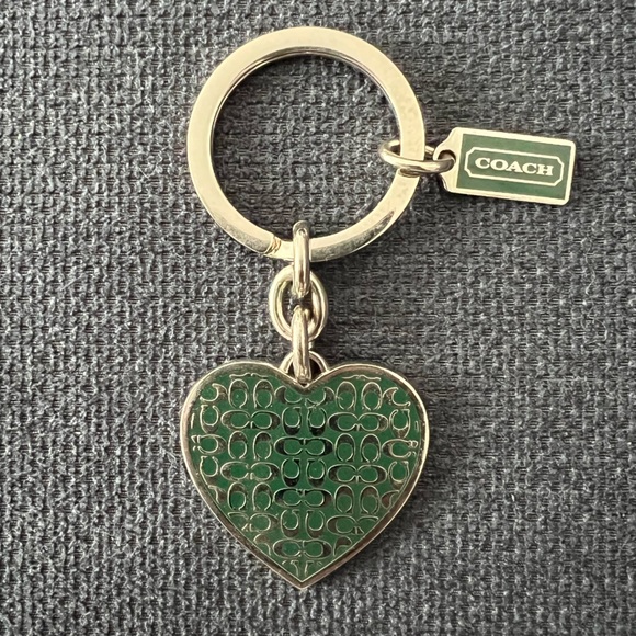 Coach | Accessories | Coach Green Enamel Signature Heart Silver ...